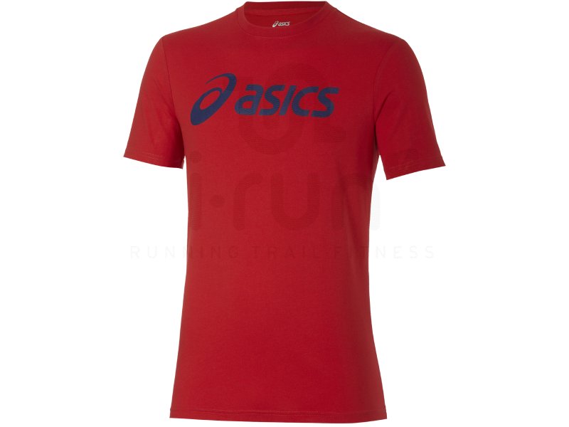 Asics Tee-Shirt Stripes Logo M homme Rouge pas cher