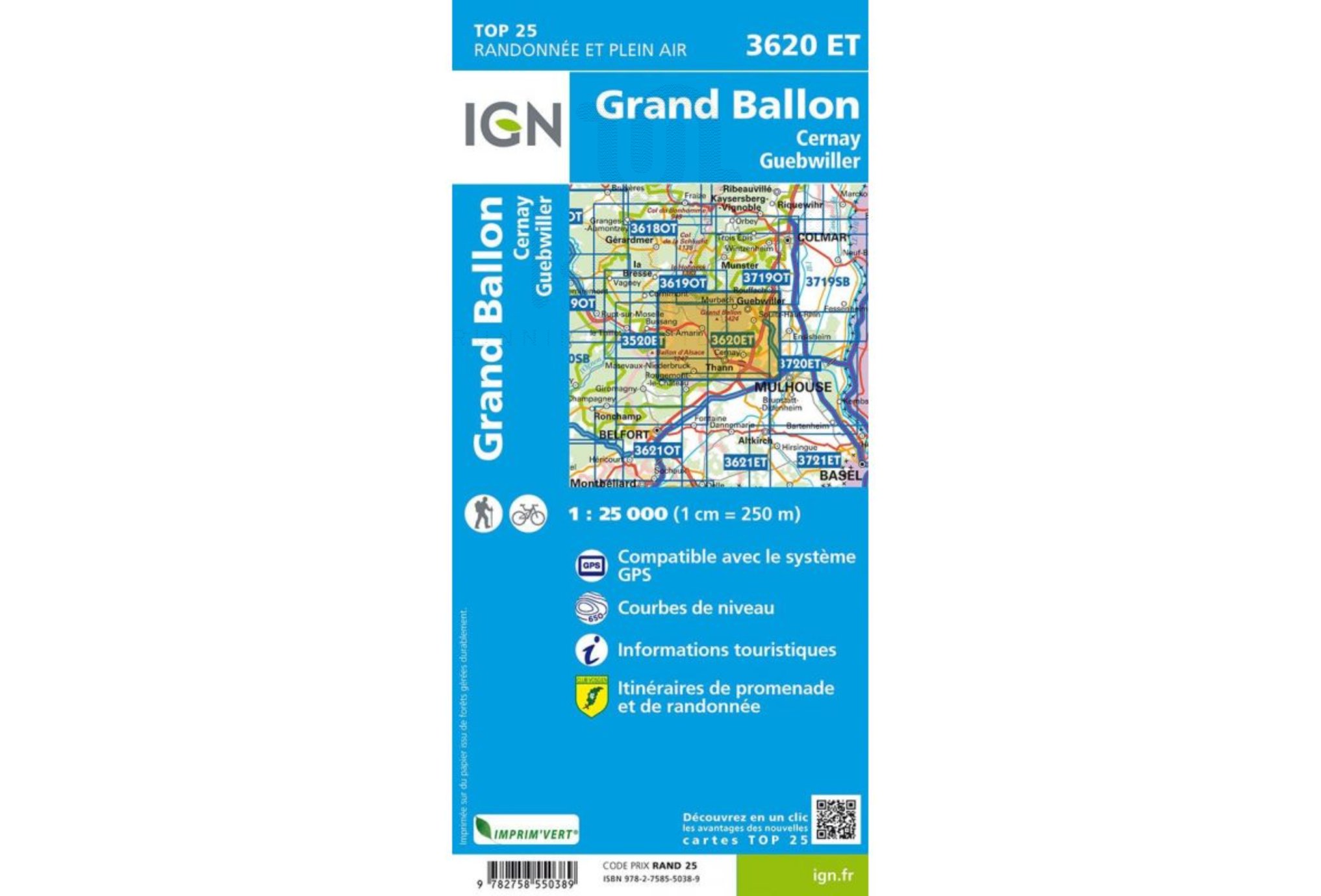 Carte IGN Grand Ballon 3620ET | Sports accessories Map Carte IGN